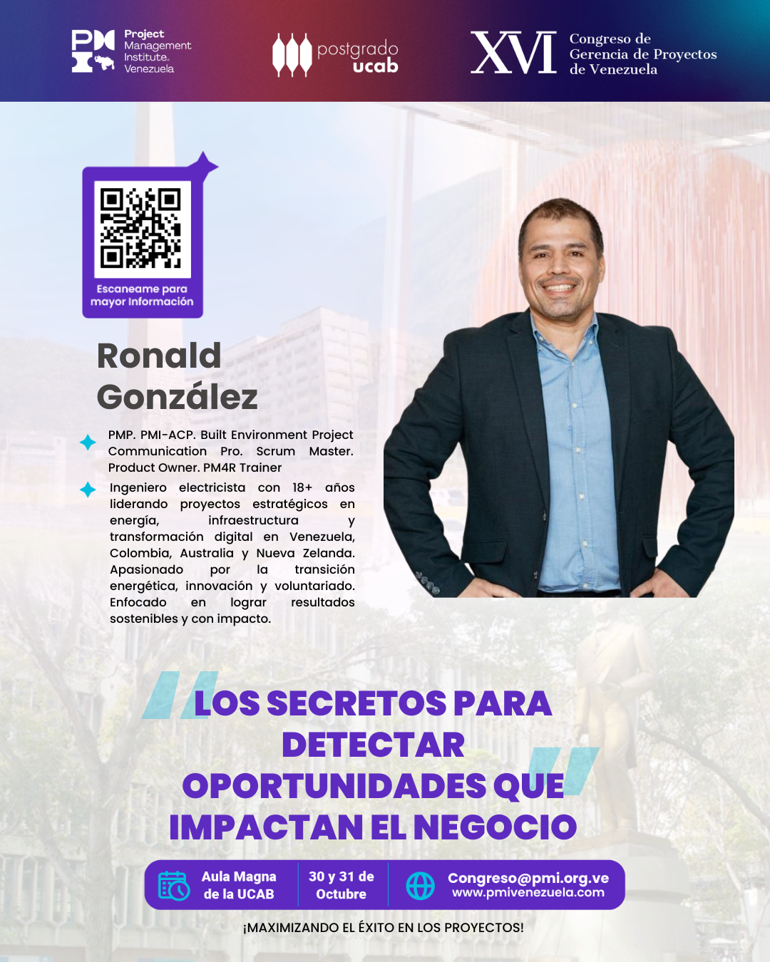 Ronald González explorará cómo detectar oportunidades de negocio en la gerencia de proyectos ...